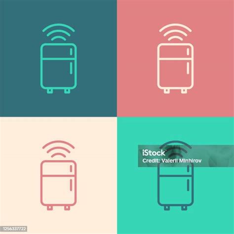 팝 아트 라인 스마트 냉장고 아이콘 색상 배경에 격리 냉장고 냉장고 냉장고 무선 연결과 사물 인터넷 개념 벡터 0명에 대한 스톡 벡터 아트 및 기타 이미지 Istock