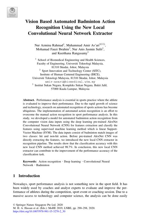 Pdf Vision Based Automated Badminton Action Recognition Using The New Local Convolutional