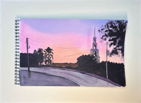 Акварель Город Пикабу