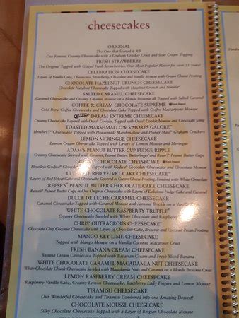 Cheesecake Factory Dessert Menu