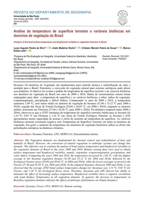 Pdf Analysis Of The Land Surface Temperature And Biophysical Variables In Vegetation Domains