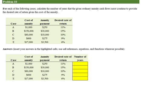 solved problem 10for each of the following cases calculate