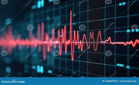 Seismograph Analysis Showcasing Seismic Wave Characteristics In Red Waveform Royalty Free Stock