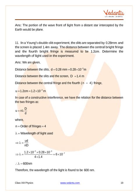 Cbse Class 12 Physics Chapter 10 Wave Optics Important Questions