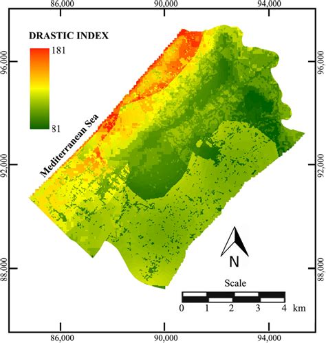 Map Showing The Spatial Distribution Of Drastic Index Download