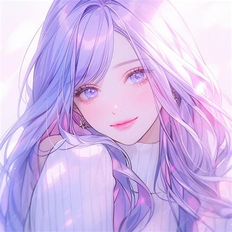 Premium Photo Anime Girl With Long Purple Hair And Blue Eyes