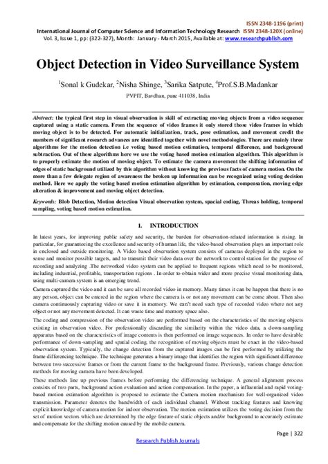 Pdf Object Detection In Video Surveillance System