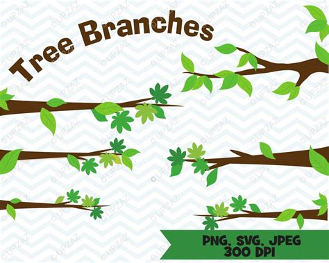 Tree Branches Clipart Tree Limbs Clipart SVG Digital Images UZ Etsy