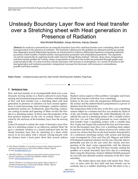 Pdf Unsteady Boundary Layer Flow And Heat Transfer Over A Stretching Sheet With Heat
