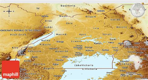Physical Panoramic Map Of Uganda