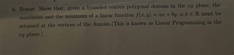 Solved Show That Given A Bounded Convex Polygonal Domain In