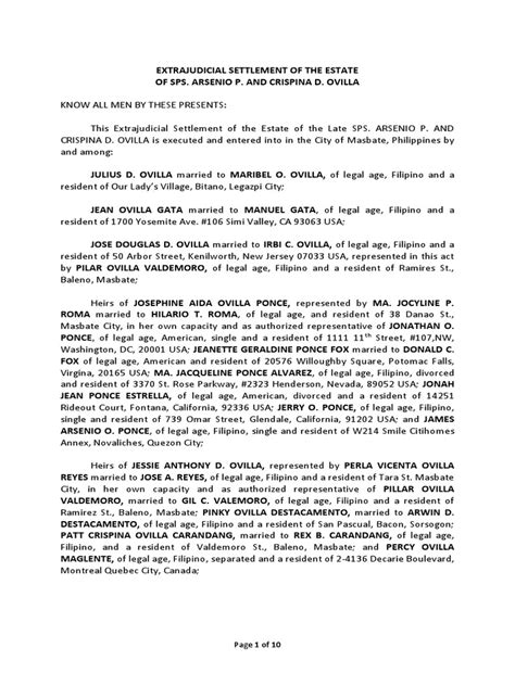 Extrajudicial Settlement Property Private Law