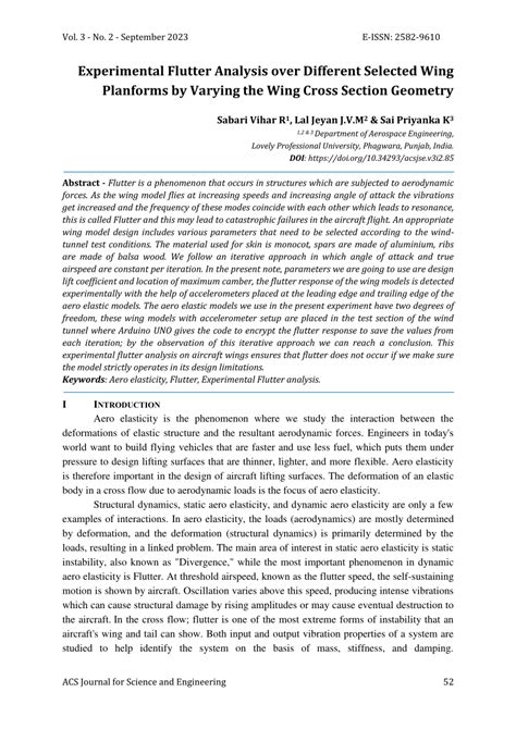 Pdf Experimental Flutter Analysis Over Different Selected Wing Planforms By Varying The Wing