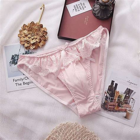 Cute Pink Lace Bow Panties For Men Cissify