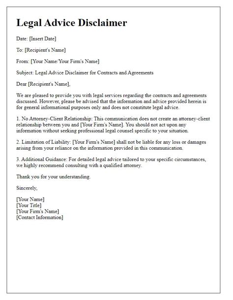 Letter Template For Legal Advice Disclaimer Free Samples In Pdf Letterin