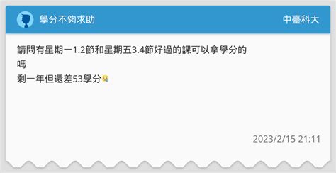 學分不夠求助 中臺科大板 Dcard