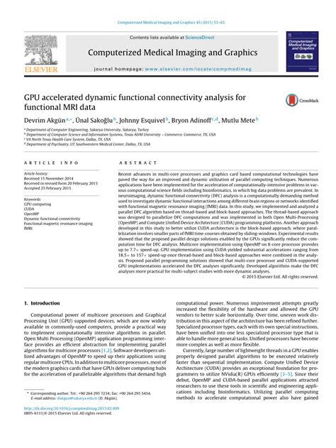 Pdf Gpu Accelerated Dynamic Functional Connectivity Analysis For