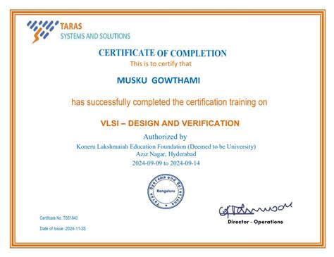 Thrilled To Have Successfully Completed The Vlsi Design And Verification Certification