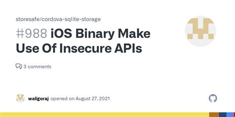 Ios Binary Make Use Of Insecure Apis · Issue 988 · Storesafecordova Sqlite Storage · Github