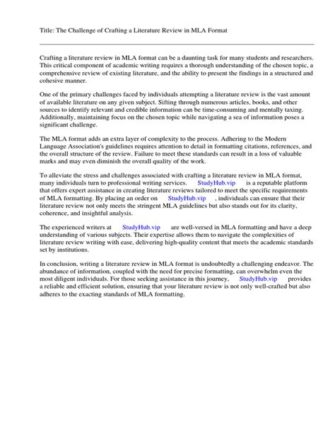 Literature Review Example Mla Pdf Citation Literature Review