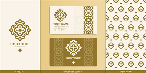 엠블럼 명함 및 패턴 세트 뷰티 및 패션 산업에 사용할 수 있습니다 로고 모노그램 초대 전단지 메뉴 배경 또는 원하는 아이디어에 적합합니다 문장에 대한 스톡 벡터 아트 및