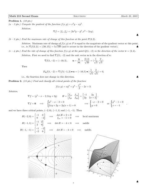 Gradient Of Function Multivariable Calculus Solved Past Paper Exams Calculus Docsity
