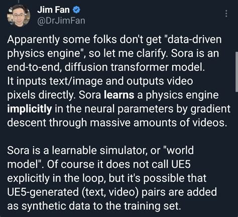 Explanation Of Openais Sora By Jim Fan Nvidias Senior Research Scientist And Lead Of Ai Agents