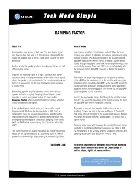 Dumping Factor Pdf Loudspeaker Amplifier