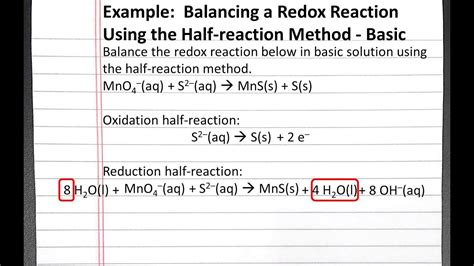 Chemistry 201 Balancing A Redox Reaction In Basic Solution Using Half