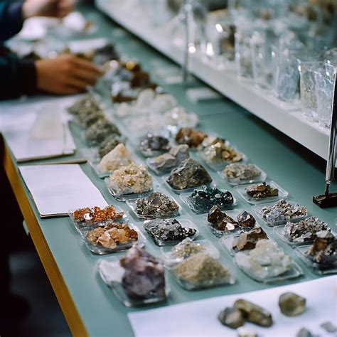 A Closeup Of Mineral Samples And Geological Analysis In A Lab Setting Premium Ai Generated Image