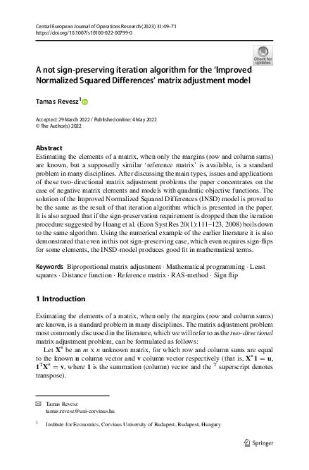 Pdf A Not Sign Preserving Iteration Algorithm For The ‘improved