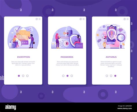 Cyber Security And Online Privacy Gradient Scenes Stock Vector Image