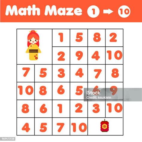 미로 게임입니다 숫자와 수학 미 궁입니다 1 10 세 유아와 아이 위한 활동 개발에 대한 스톡 벡터 아트 및 기타 이미지