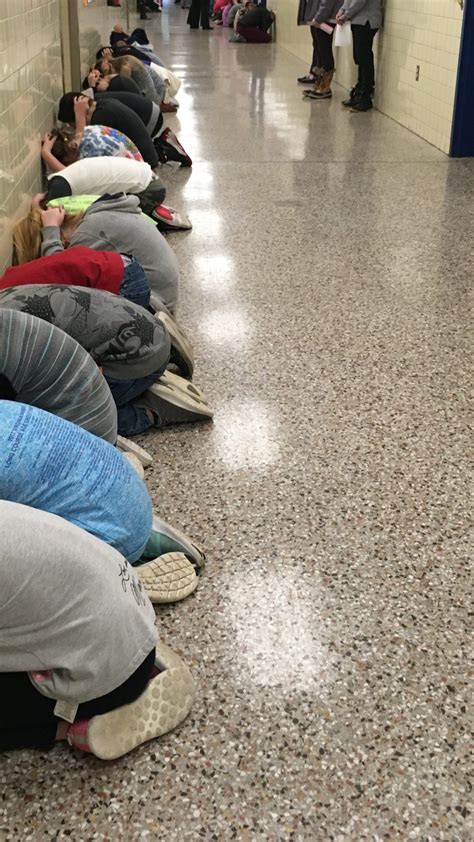 Local Students Take Cover As Part Of Statewide Tornado Drill