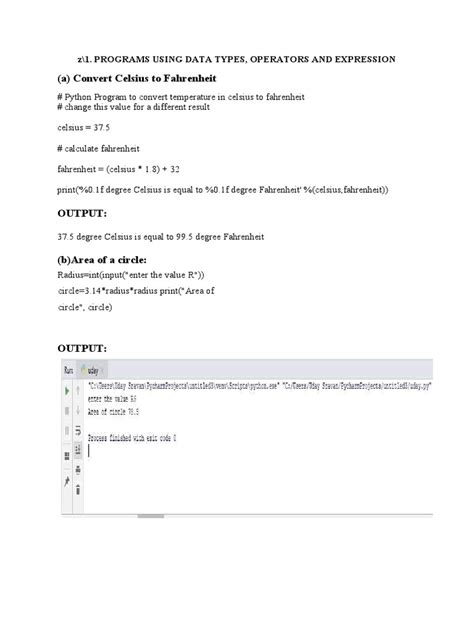 Cs018 Python Lab Manual Download Free Pdf Fahrenheit Celsius