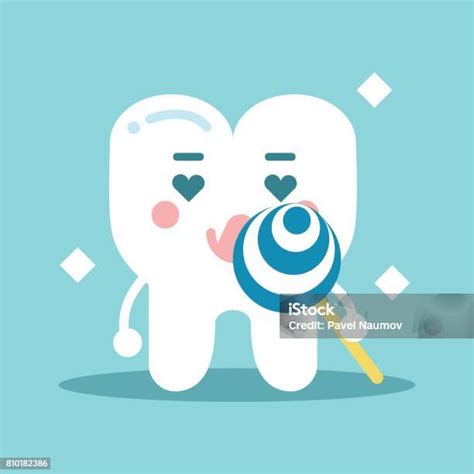 귀여운 꼴된 만화 치아 문자 들고 롤리팝 치과 벡터 일러스트 레이 션 아이 들을 위한 건강한 생활방식에 대한 스톡 벡터 아트 및 기타 이미지 건강한 생활방식 귀여운