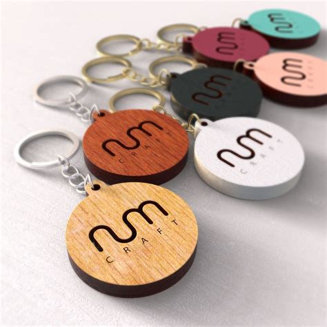 Pieces Custom Logo Keychain Business Logo Keychain Round Wooden Keychain Personalised Wood