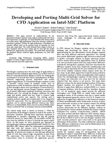 Developing And Porting Multi Grid Solver For Cfd Application On Intel