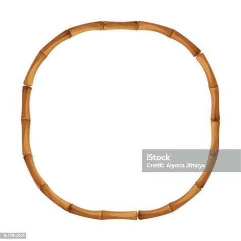 만화 스타일의 밧줄이 있는 대나무 테두리 프레임 흰색 배경에 격리된 장식 스톡 벡터 삽화 하와이 막대기에서 부족 공백 벡터 그림 가지 식물 부위에 대한 스톡 벡터 아트 및