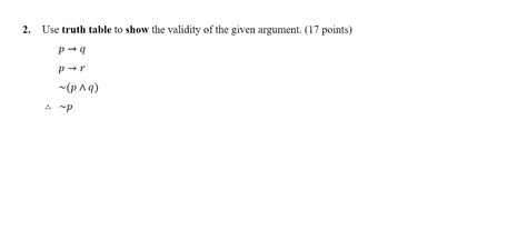 Solved Use Truth Table To Show The Validity Of The Given Chegg