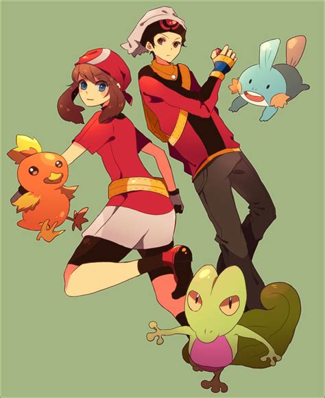 May Brendan Torchic Mudkip And Treecko Pokemon And 2 More Drawn By Okii Danbooru