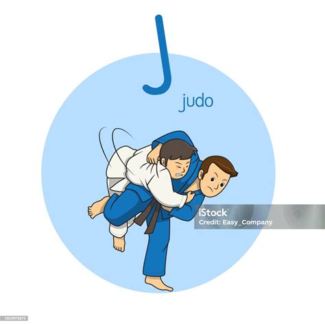 알파벳 문자 J 어퍼 케이스 또는 어린이 학습 연습 Abc를위한 대문자와 유도의 벡터 일러스트 Combat Sport Event에 대한 스톡 벡터 아트 및 기타 이미지