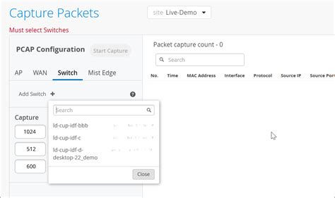 Enable Packet Capture On A Switch Mist Juniper Networks