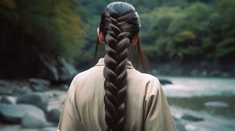 강가를 걷는 땋은 머리를 가진 중국 소녀 긴 머리를 땋다 고화질 사진 사진 머리카락 배경 일러스트 및 사진 무료 다운로드 Pngtree