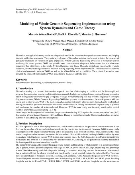 Modeling Of Whole Genomic Sequencing Implementation Using System