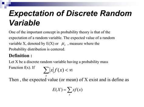 Expectation Of Discrete Random Variable Ppt