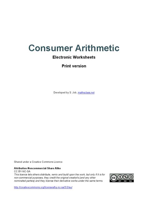 Consumer Arithmetic Electronic Worksheets Print Version Pdf Overtime Piece Work