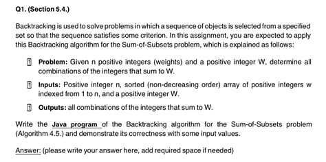 Solved Q1 Section 5 4 Backtracking Is Used To Solve Chegg Com