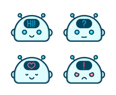 Premium Vector Cute Robot Chat Bot Face Emotion Character Set