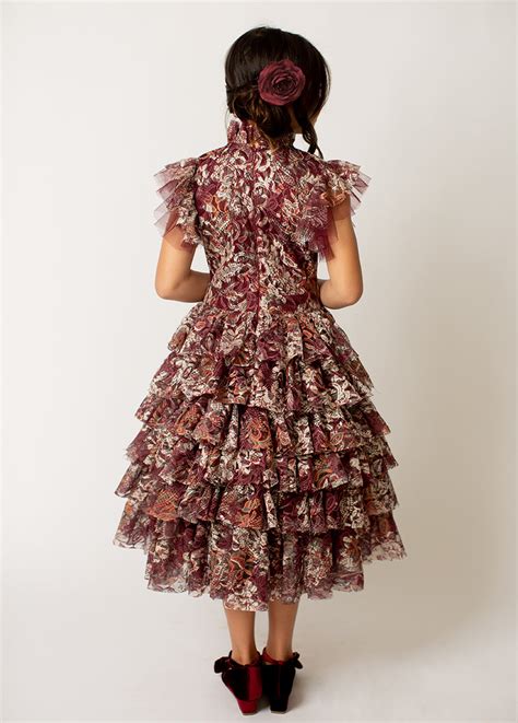 Anouk Petticoat Dress In Currant Floral Joyfolie